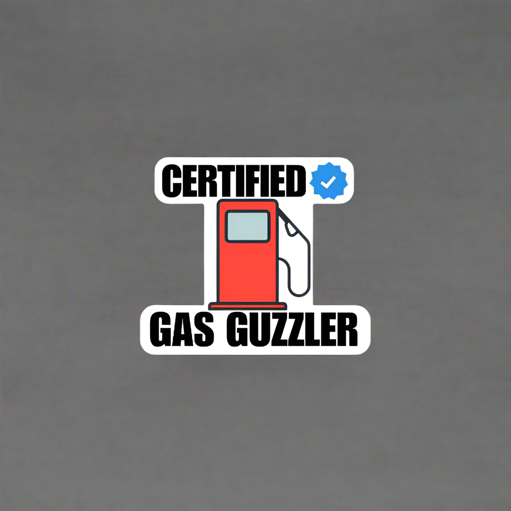 "CERTIFIED GAS GUZZLER" Decal – Zenith Automotive Designs